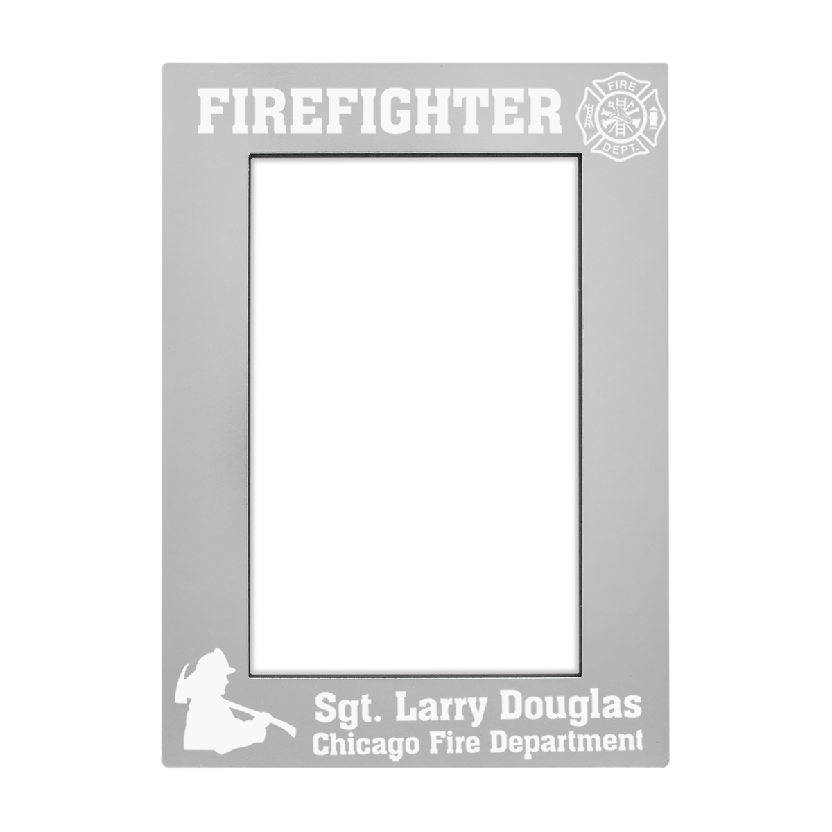 Grey Aluminum Firefighter Photo Frame – Fire Department Clothing