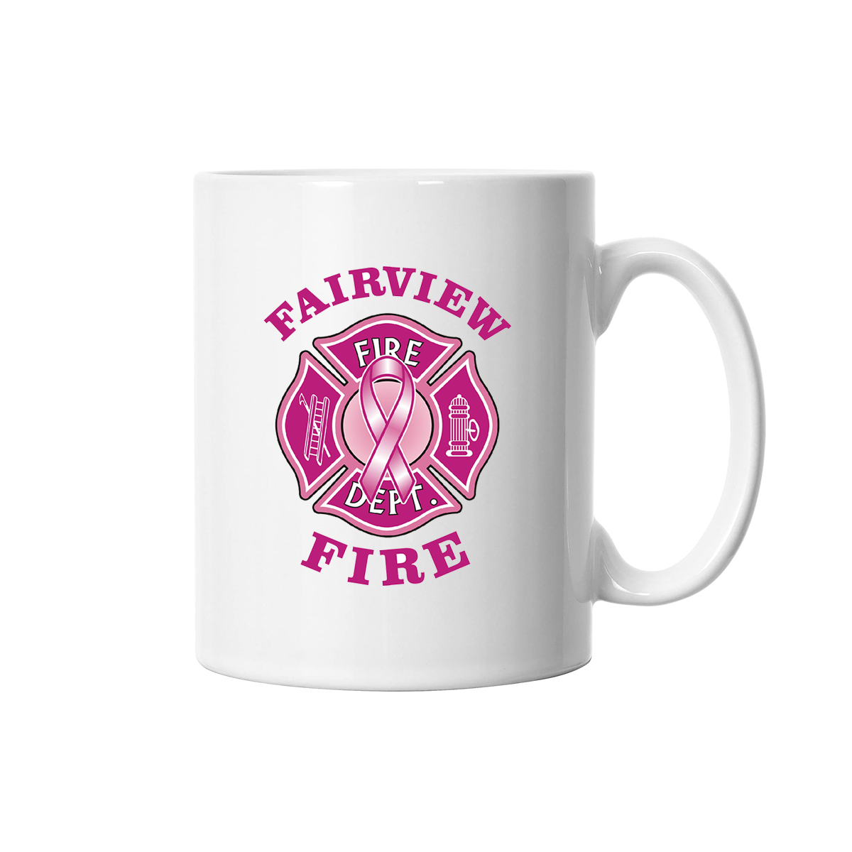 Fire Ribbon Firefighter Mug | Custom Breast Cancer Awareness Drinkware ...